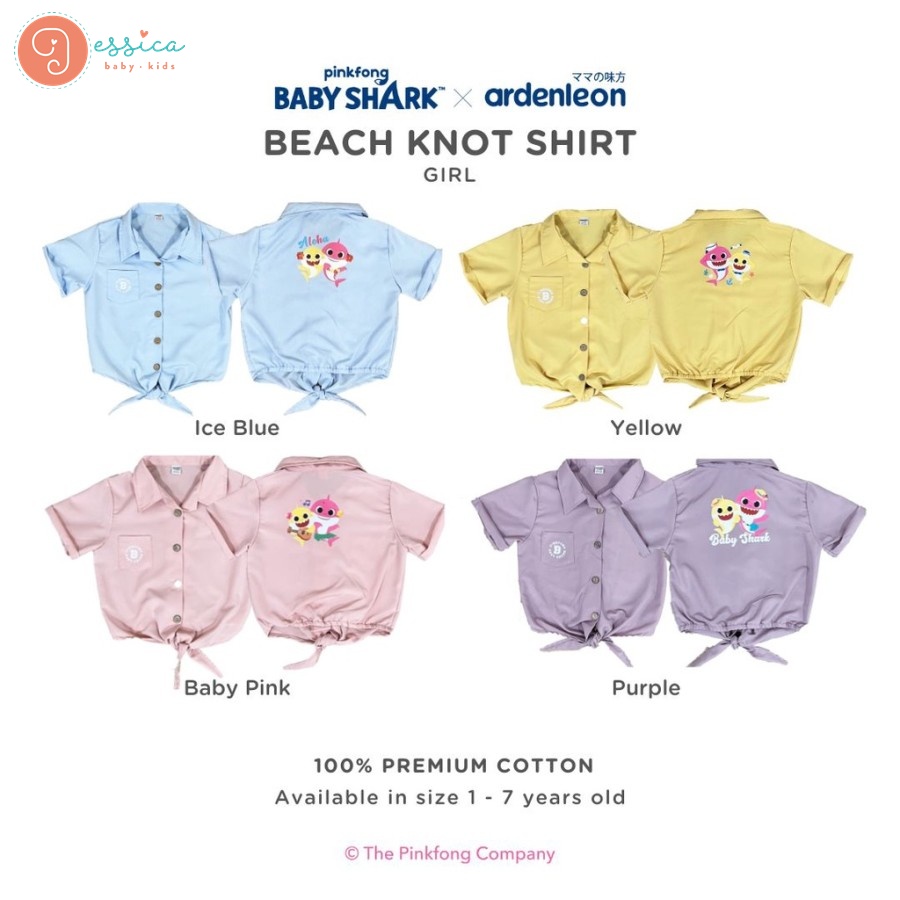 Ardenleon Pinkfong Baby Shark Beach Girls Knot Shirt | Shopee Philippines