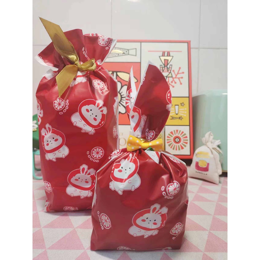 10pcs Cute Rabbit Bunny Ear Red Door Gift Bag Wedding Party Birthday ...