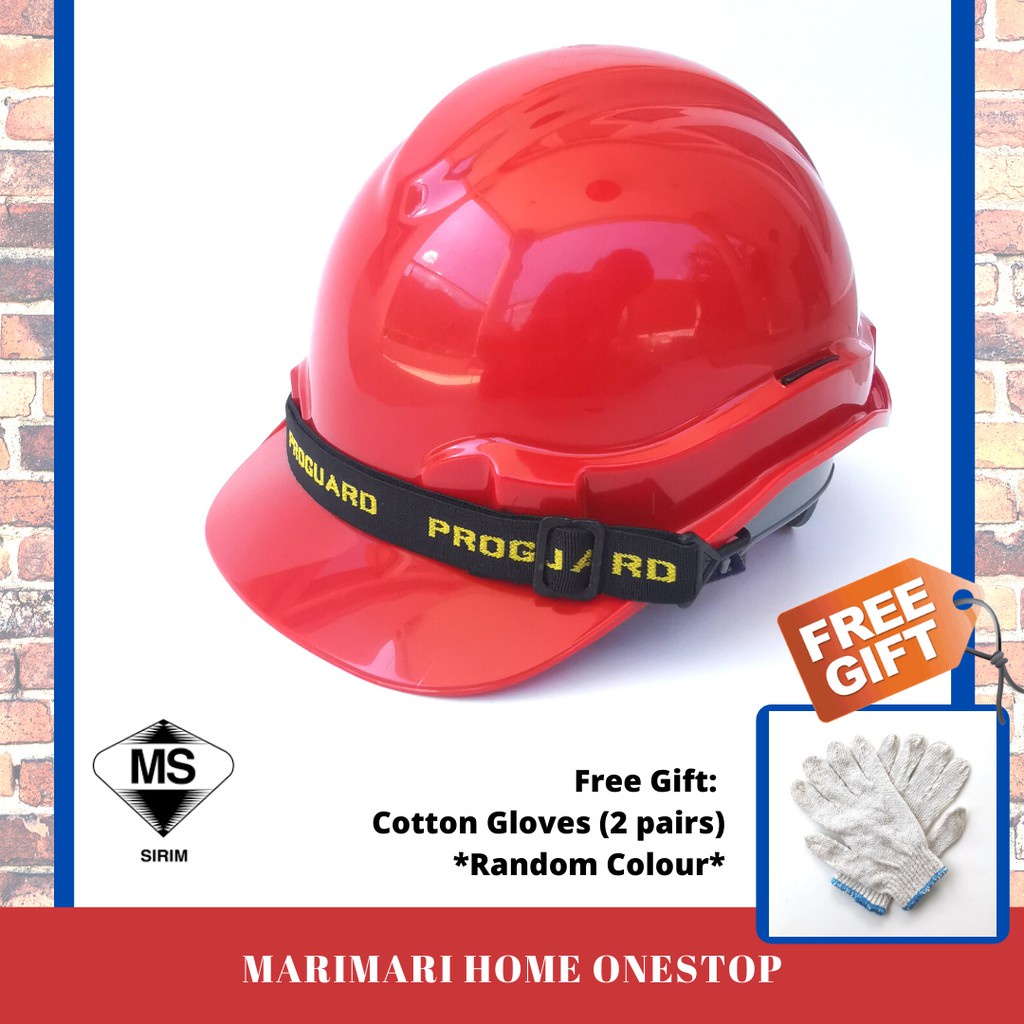PROGUARD Safety Helmet (Red) - SIRIM Certified with (2 Cotton Gloves ...