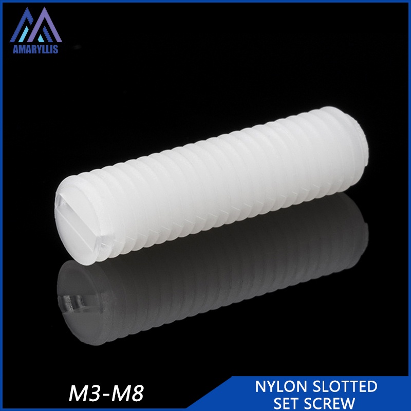 M8 M10 M12 White Slotted Nylon Set Screw Plastic Thread Flat Head ...
