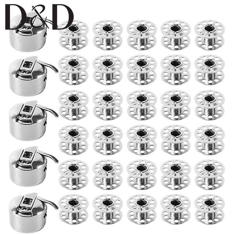 6/12/18pcs Sewing Machine Bobbins Case and Metal Bobbins Spool Suitable ...