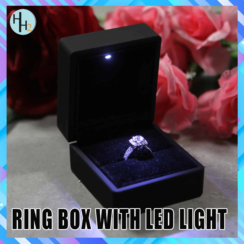 Ring Box With LED Light Rings Velvet Jewelry Case, LED Light Ring Box ...