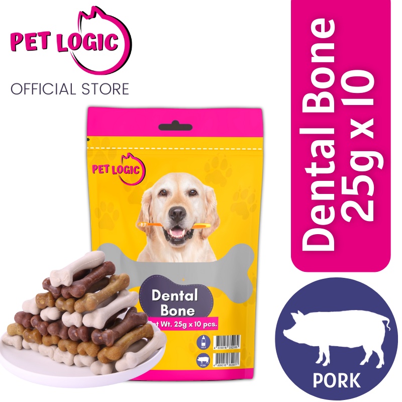 Pet Logic Dental Bone Chews Pouch 25g x10 - Pork - Dog Treats , Oral ...