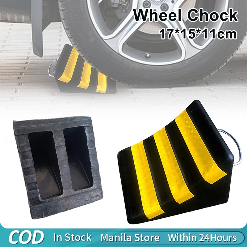 Heavy Duty Rubber Wheel Chock with Handles and Reflective Strips ,for ...