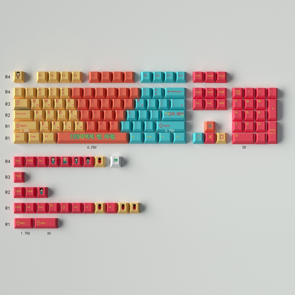 130 Keys PBT Squid Game Cherry Profile DYE-SUB Colorful Keycaps ...