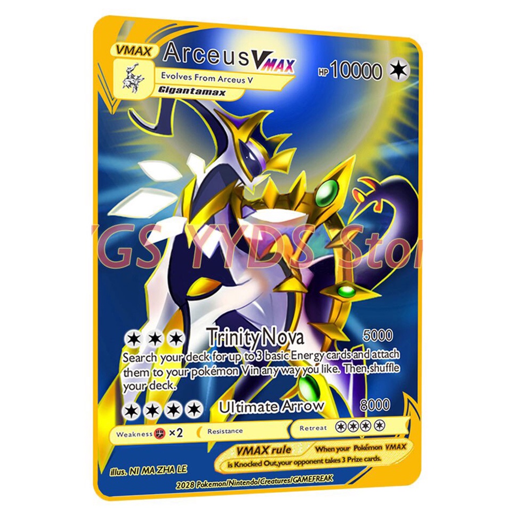 Pokemon Metal Cards English 10000HP Arceus Vmax YU GI OH Pikachu ...