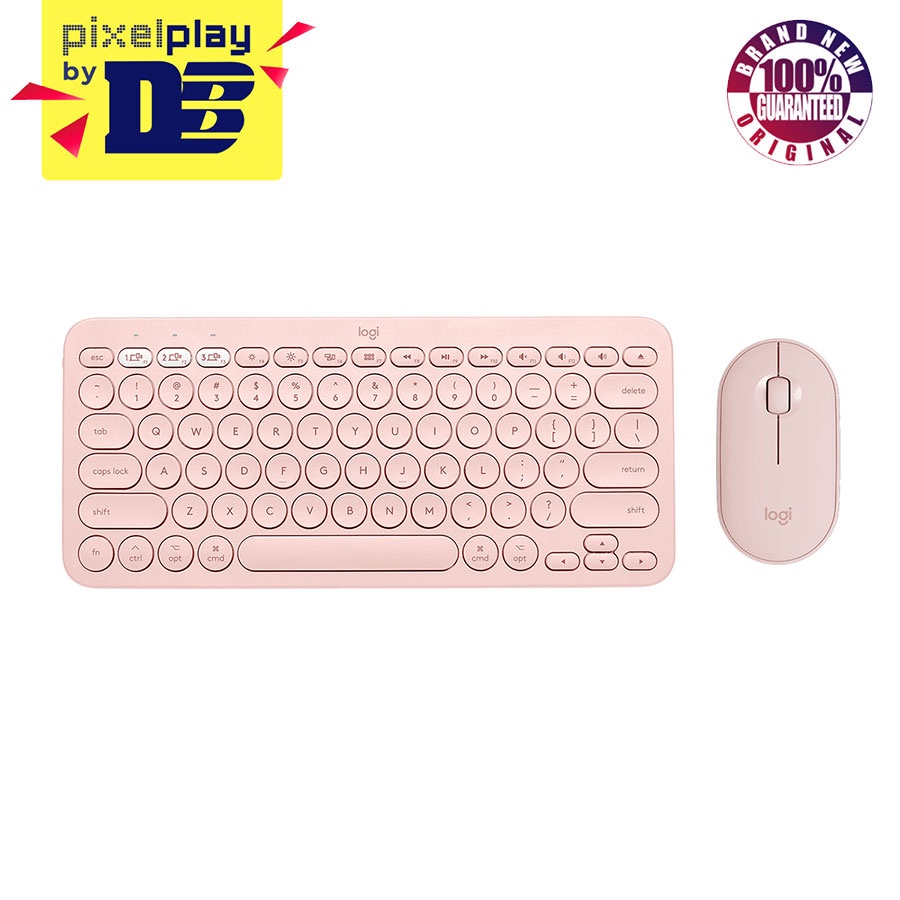 Logitech K380 Multi-Device Bluetooth Keyboard (Rose) + Logitech Pebble ...
