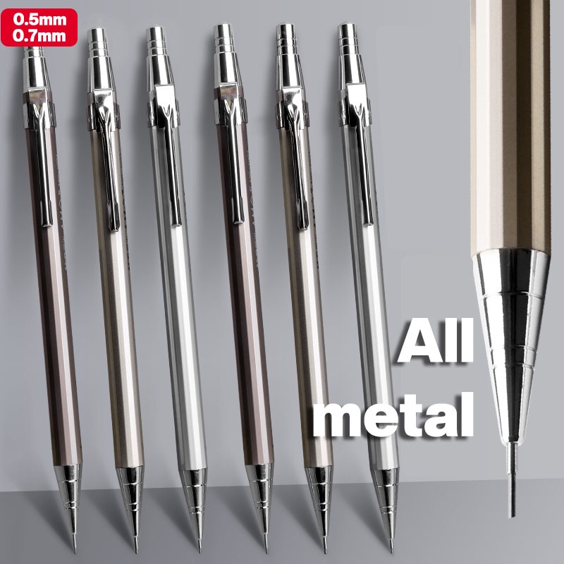 HGS 1PC Metal Mechanical Pencil HB 0.5/0.7 Simple Automatic Pen Press ...