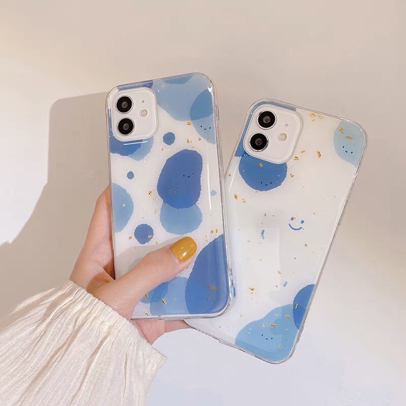 Blue Smudged Smiley Face Phone Case for Iphone13promax iphone12 Phone ...