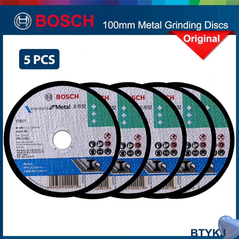 Bosch 5Pcs 100mm Metal Cutting Disc for 100mm Angle Grinder Standard ...