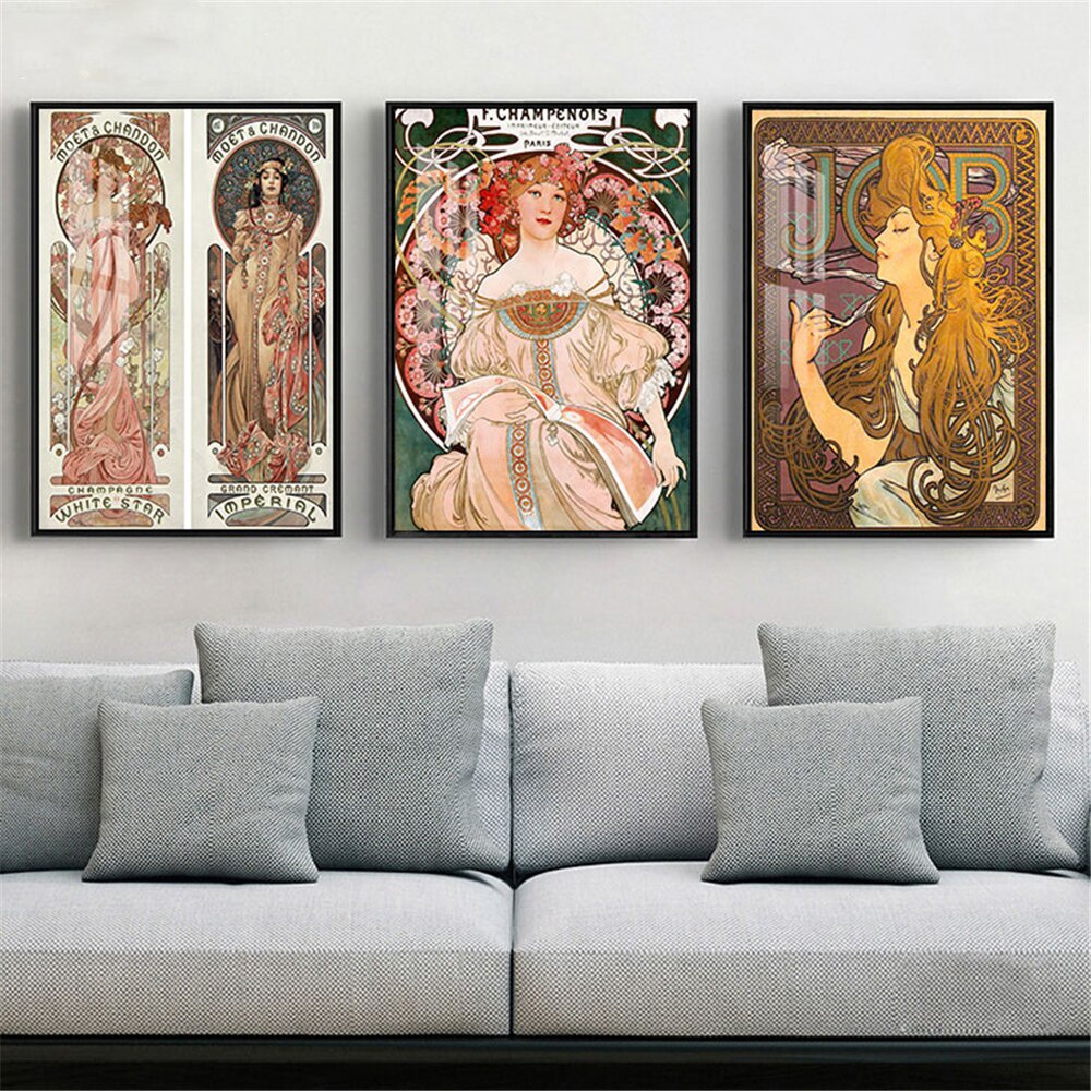 European Style Classical Canvas Painting Wall Decor Vintage Woman ...