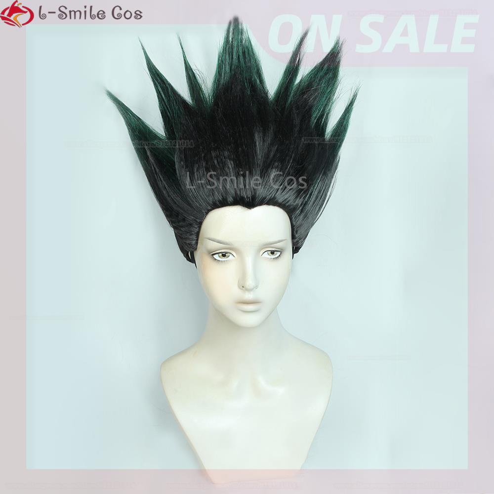 Top ☂ Anime Hunter x Hunter Cosplay Gon Freecss Wig Short Black Green ...