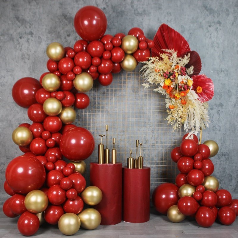 Balloon Set Arch Red Gold Metallic Balloon Garland Balloon Chain Glue ...