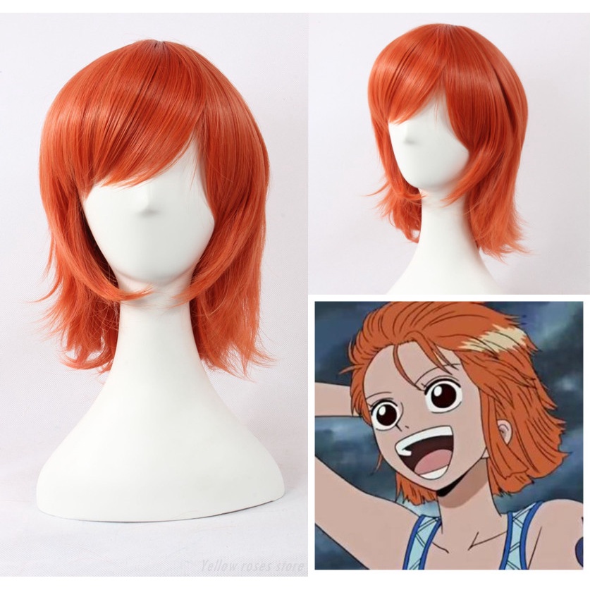 Misscoo Nami Cosplay Wig One Piece Short Orange Heat Resistant Hair ...