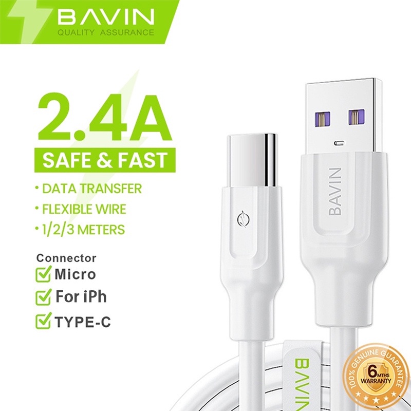 BAVIN CB130 2.4A Flexible Data Transfer Cable Wire 1 / 2 / 3 Meters for ...