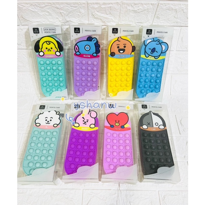BTS BT21 Fidget Pencil Case Bubble Silicon Pencil Box Marker Pen Case ...