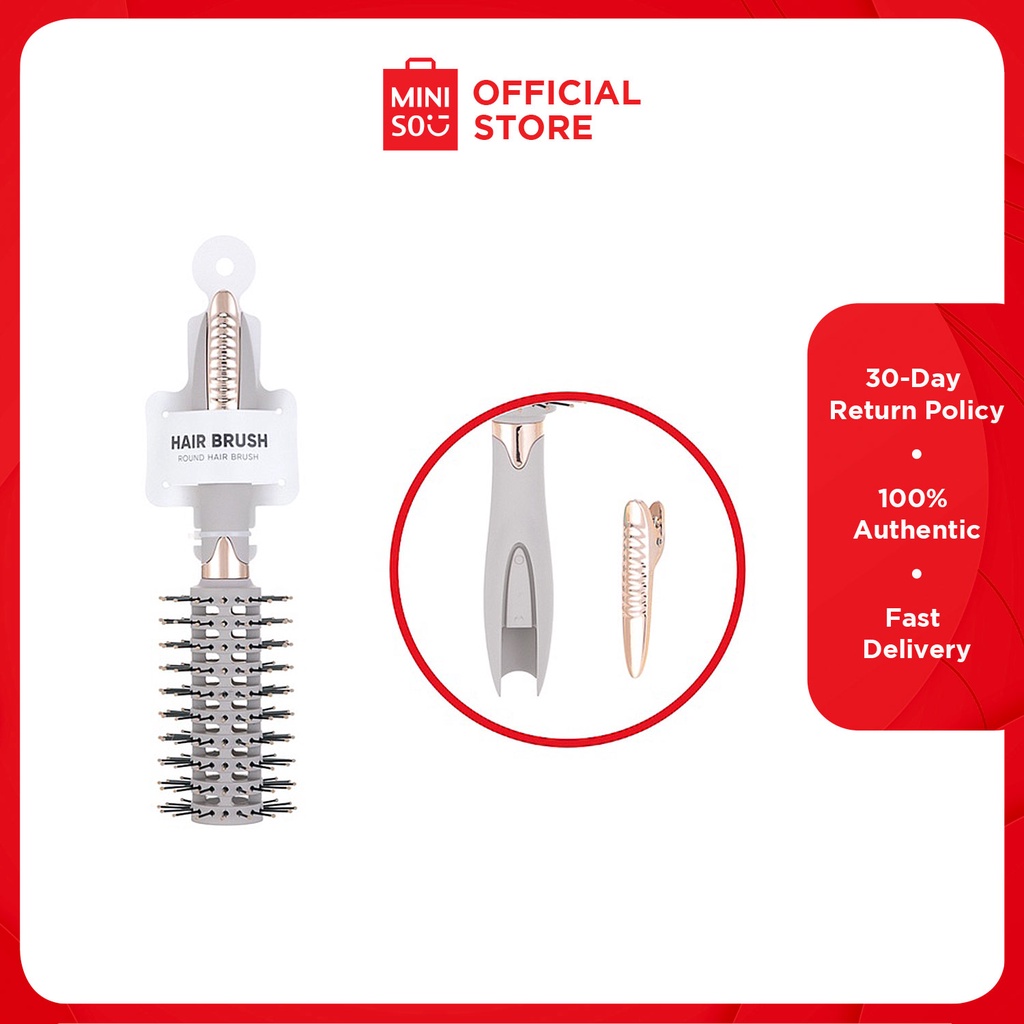 Miniso Round Hair Brush Comb With Clip | Shopee Philippines
