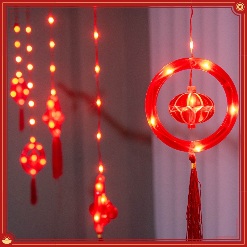 5M New Year Curtain Lights CNY China Red Ring Curtain Lamp 220V Chinese ...