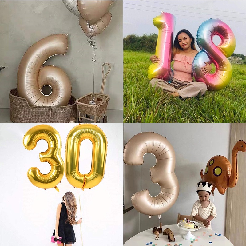 4 color 40 Inch Number Balloon Aluminum foil Balloon Super big Caramel ...