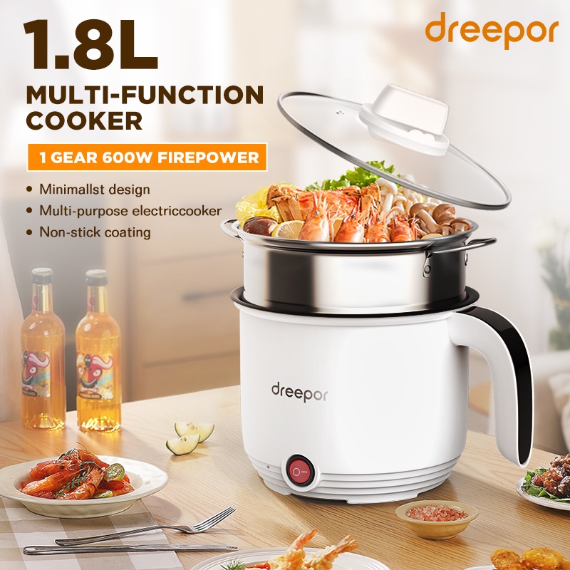 Dreepor Electric Cooker multifunctional rice cooker small Non-Stick Pot With Steamer 1.8L/2L/3L ...