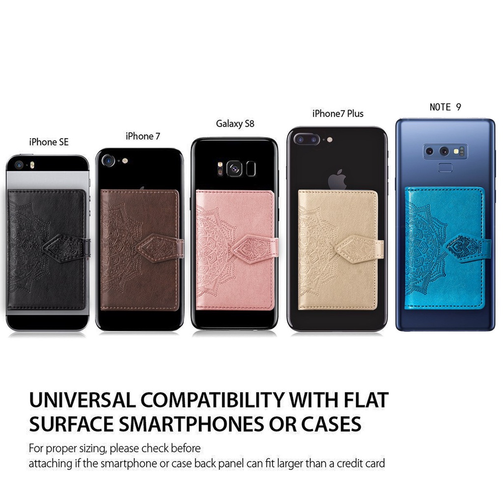 Universal Phone Card Pack Wallet Leather Case 3M Sticker ID Card Slot ...