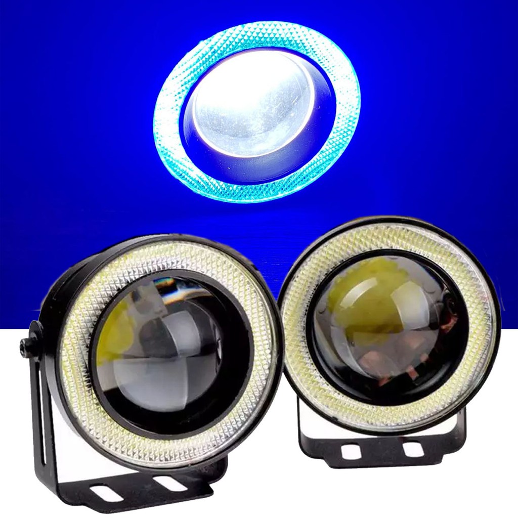 2pcs 3.5 inch Car COB LED Angel Eyes Fog Light Ring Lens Projector Halo Ring Fog Lamp | Shopee ...