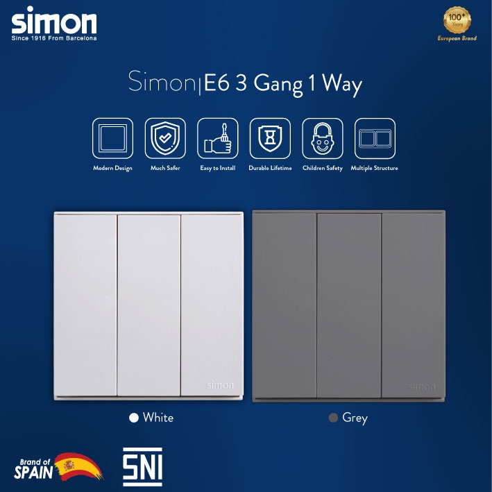 Simon Switch E6 3 Gang 1 Way | Shopee Philippines