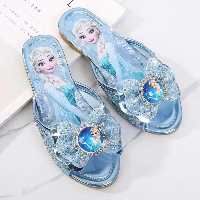 Congme Kids Slippers Elsa Girls Princess Shoes F rozen Cartoon Bow ...