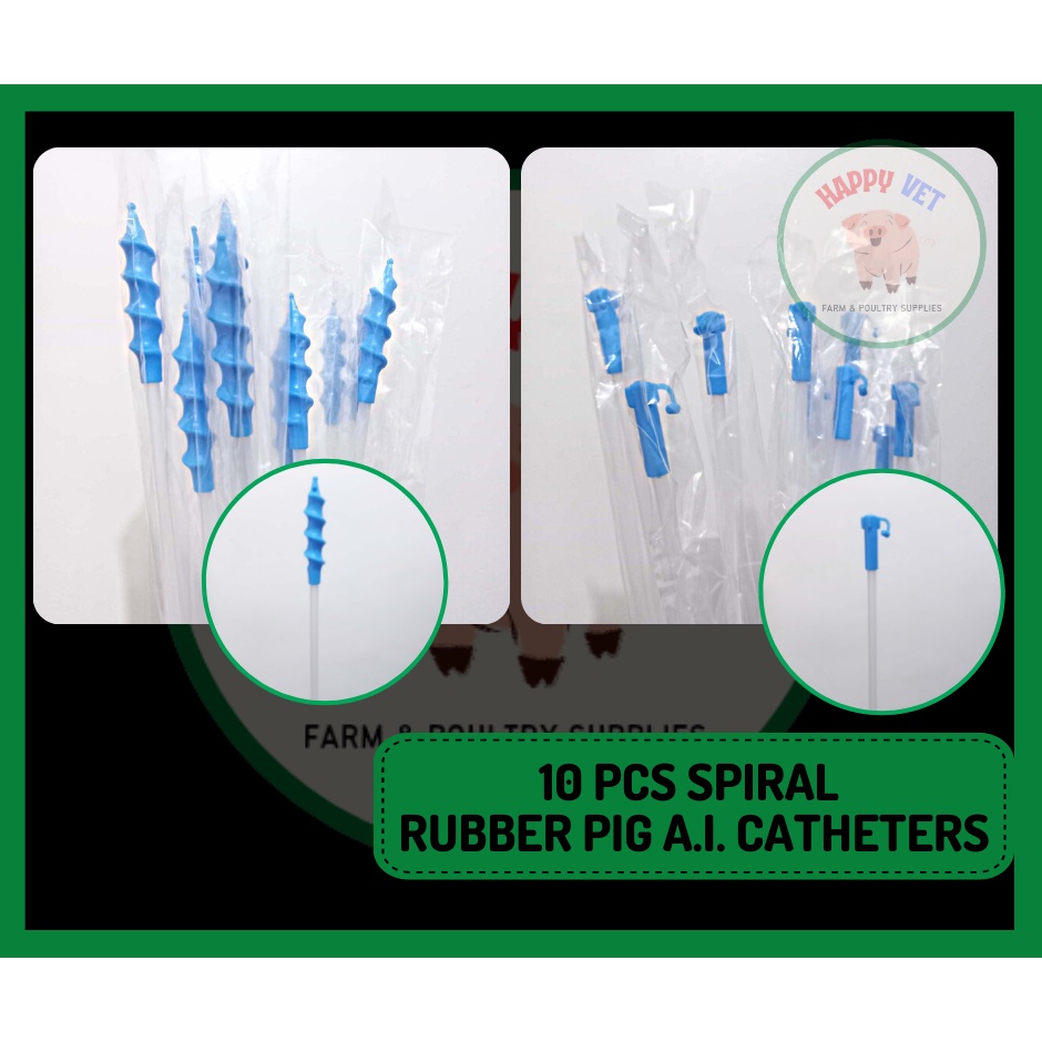 100 pcs Pig Spiral Rubber A.I. Catheter for Pig Artificial Insemination ...