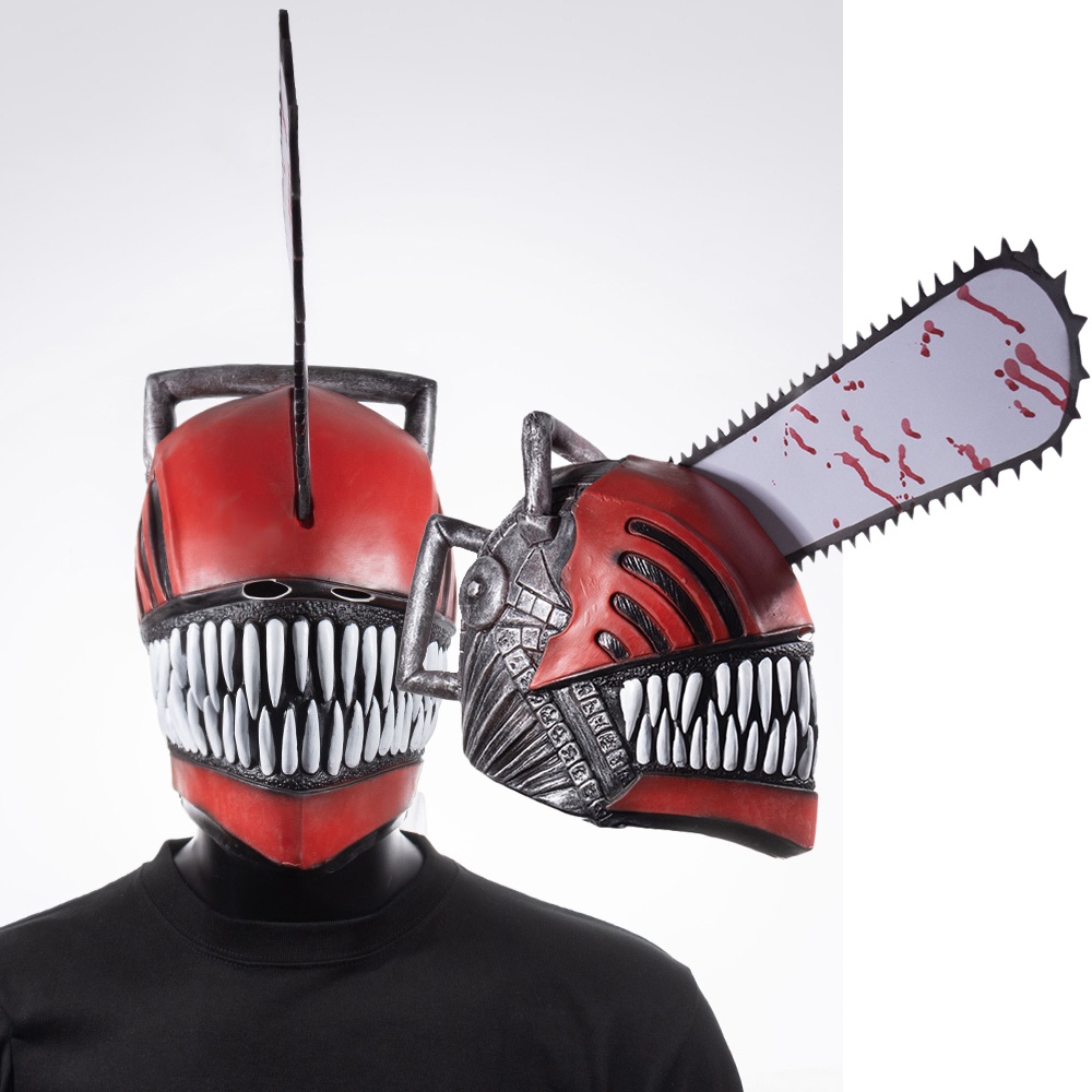 Chainsaw Man Mask Cosplay Helmet Anime Latex Full Face Halloween Party ...