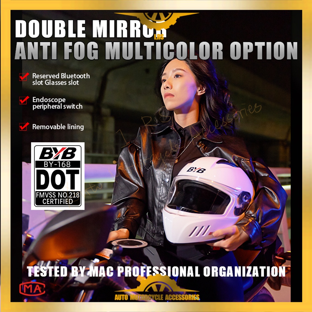 [2023 NEW]Full Face Helmet Motorcycle BYB Helmet Dual Visor for Man ...