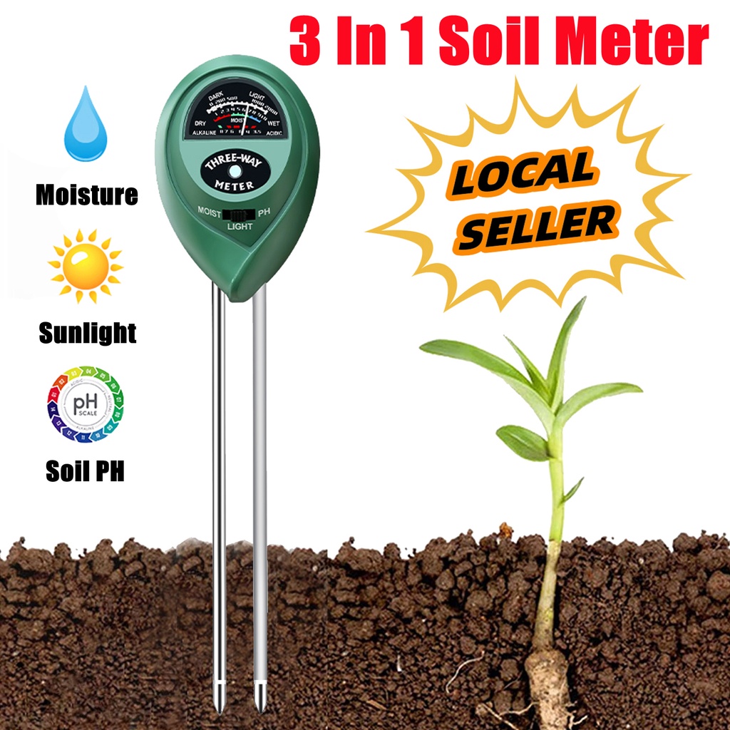 Soil pH Meter, 3-in-1 Soil Moisture/Light/pH Tester Gardening Tool Kits ...