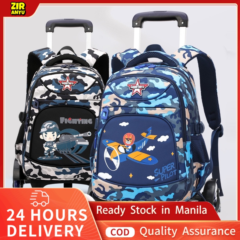 ZIRANYU School Trolley Bags for boys Rolling Backpack Removable KIDS ...