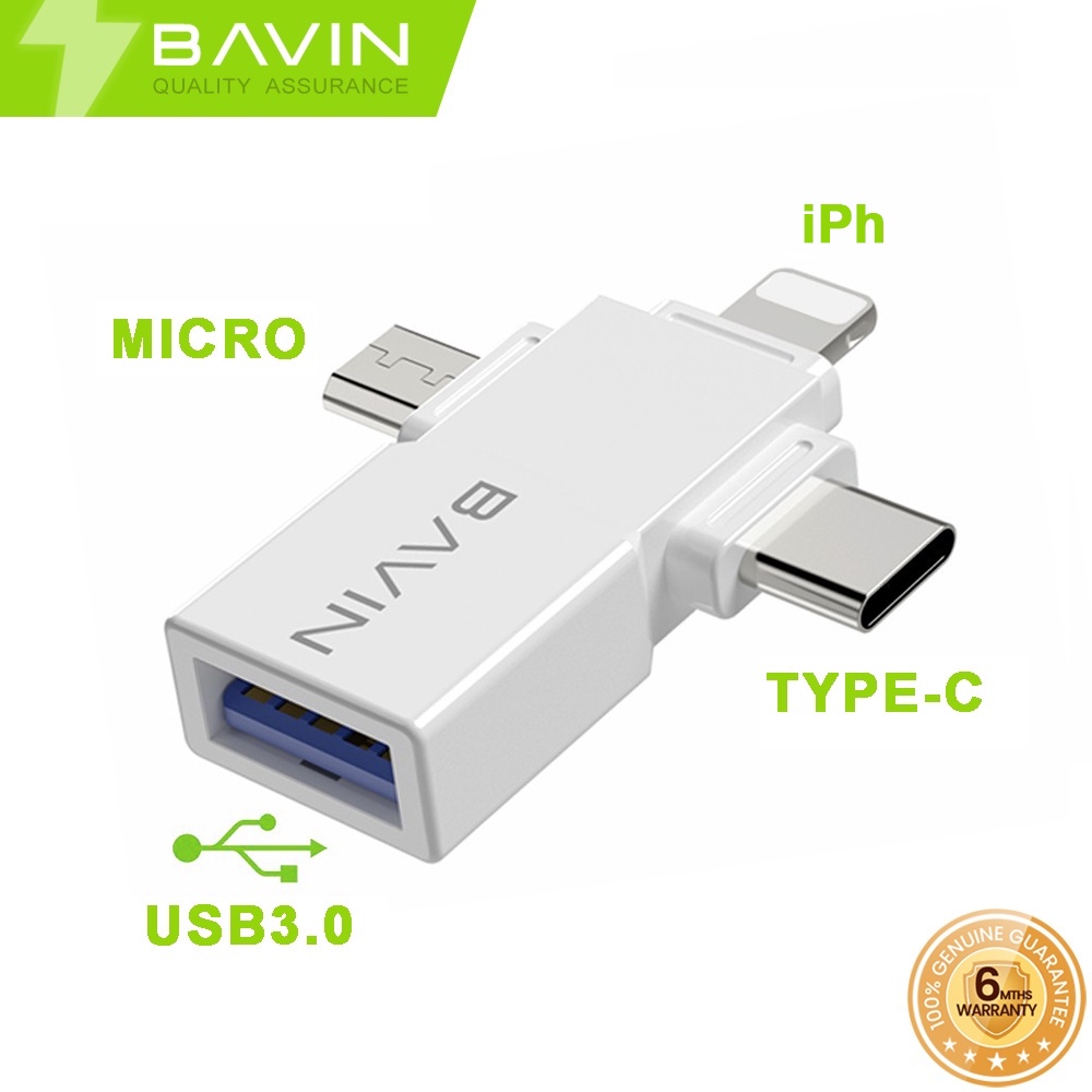 BAVIN 3 in 1 Otg Usb Adapter with High-Speed Transmission and Gaming ...