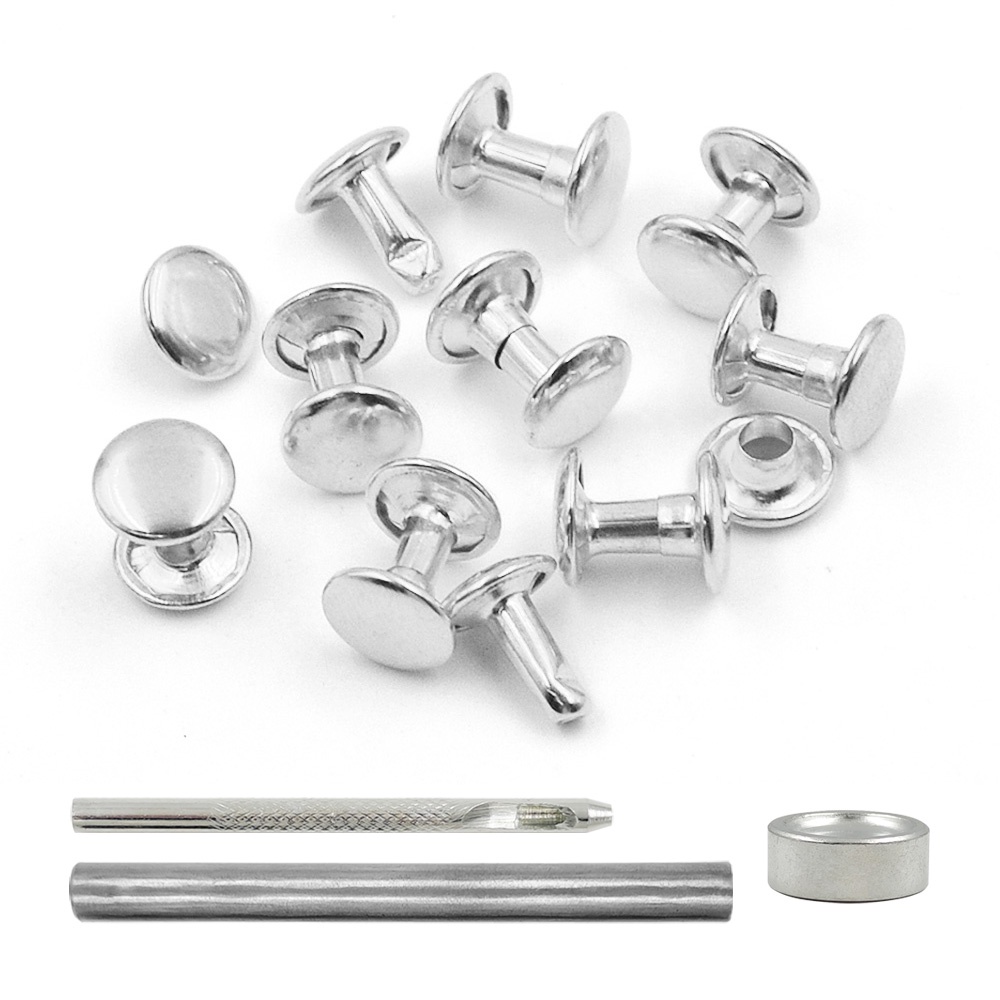 100Sets 5-10mm Metal Double Cap Rivets Stud Rivet Button Round Nail ...