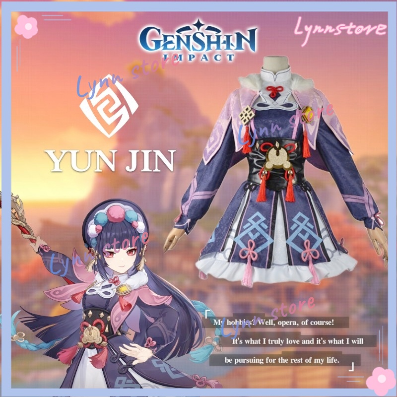 Game Genshin Impact Liyue Yunjin Cosplay Costume Yun Jin Full Set Hat ...