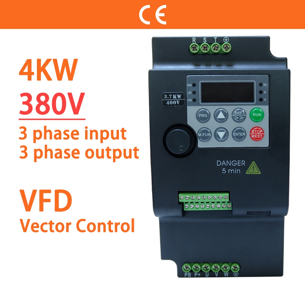 3.7/4KW 380V 3 Phase 5HP VFD Variable Frequency Inverter Variator for Motor Speed Vector Control ...