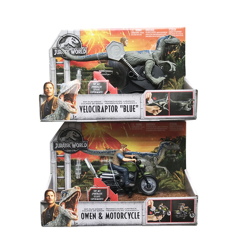 Jurassic World Rip-Run Dinos Blue Raptor And Owen With A Motorcycle ...
