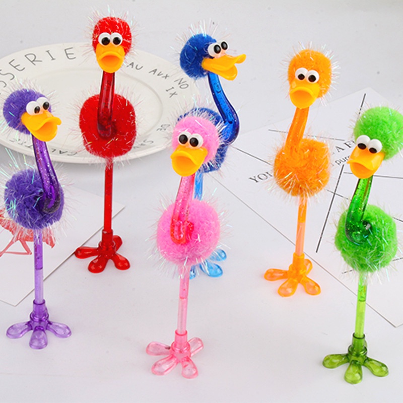 Cartoon Ostrich Pen Cute Plush Ballpoint Pen Bird Blue Ballpoint Pen ...