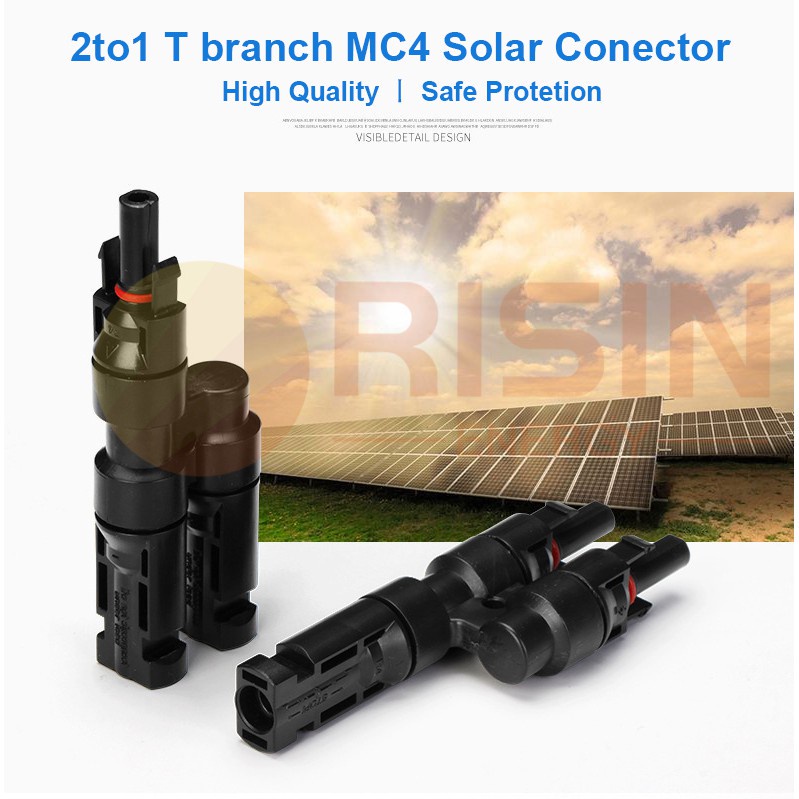 Commonly Use RISIN Branch Solar Panel Cable Connector MC4 Two in One Adapter Battery Panel ...