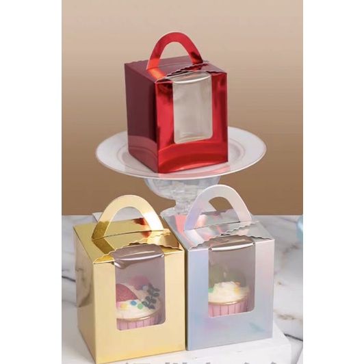 Glossy solo cupcake boxes in red, gold and silver | Shopee Philippines