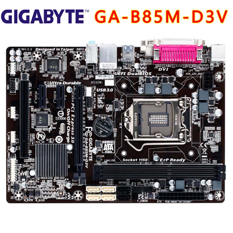 GIGABYTE GA-B85M-D3V Plus with CPU i3 4130 Desktop Motherboard B85 ...