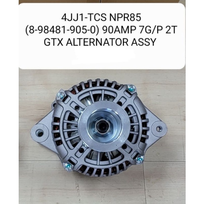 Alternator Assembly 4JJ1-TCS NPR85 90AMP, 7 Grooves Pulley, 2 Terminal ...