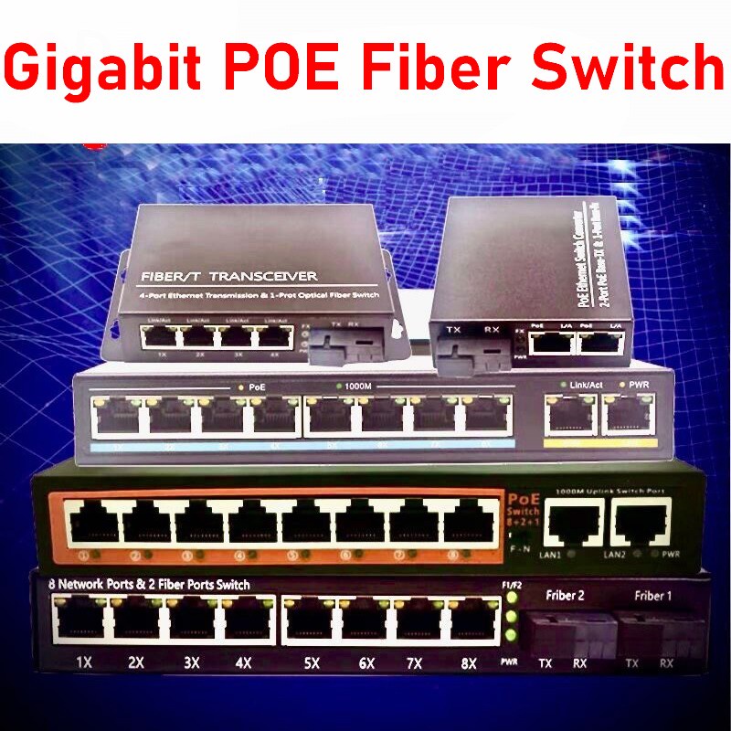 PoE Fiber Switch SC SFP Uplink Fast Ethernet switch POE Ethernet Media ...