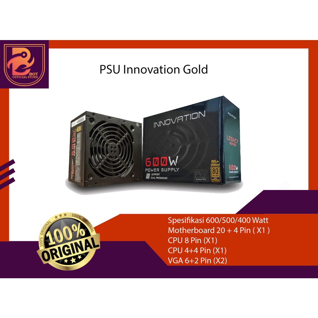 Psu Innovation 600W 500W 400W 80+ GOLD Plus Power Supply Original 8 ...