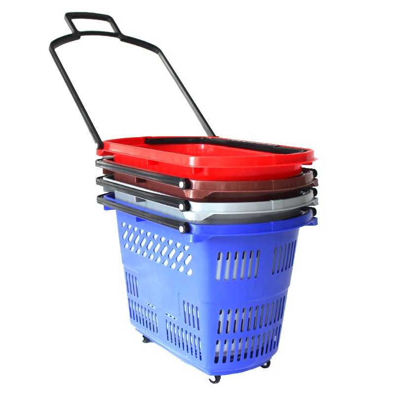 Thickened Supermarket Shopping Basket Trolley with Wheels Shopping Cart ...