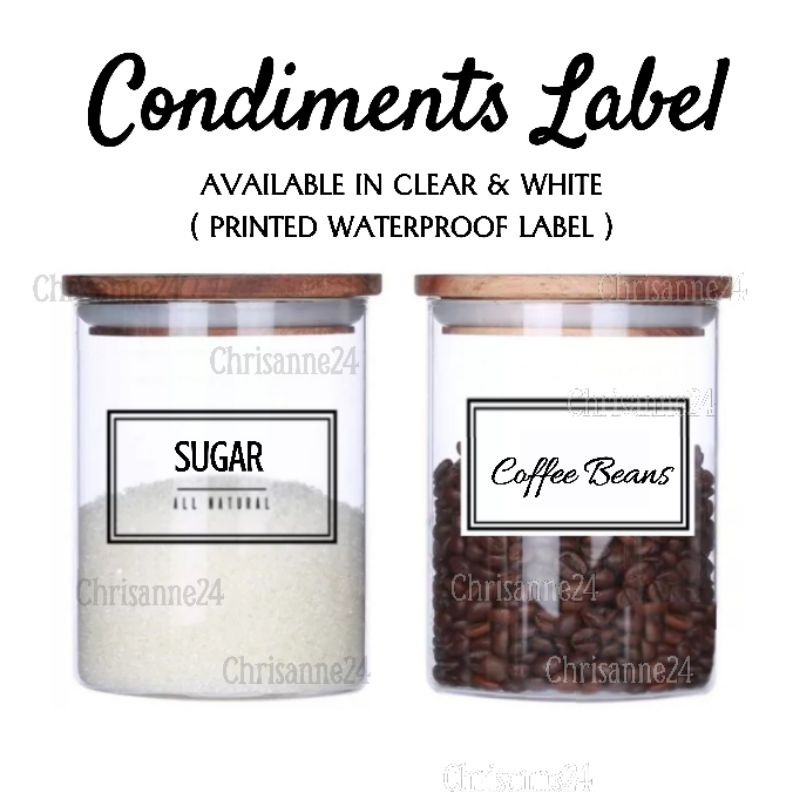 condiments jar food label vynil waterproof Oil proof smudge proof ...