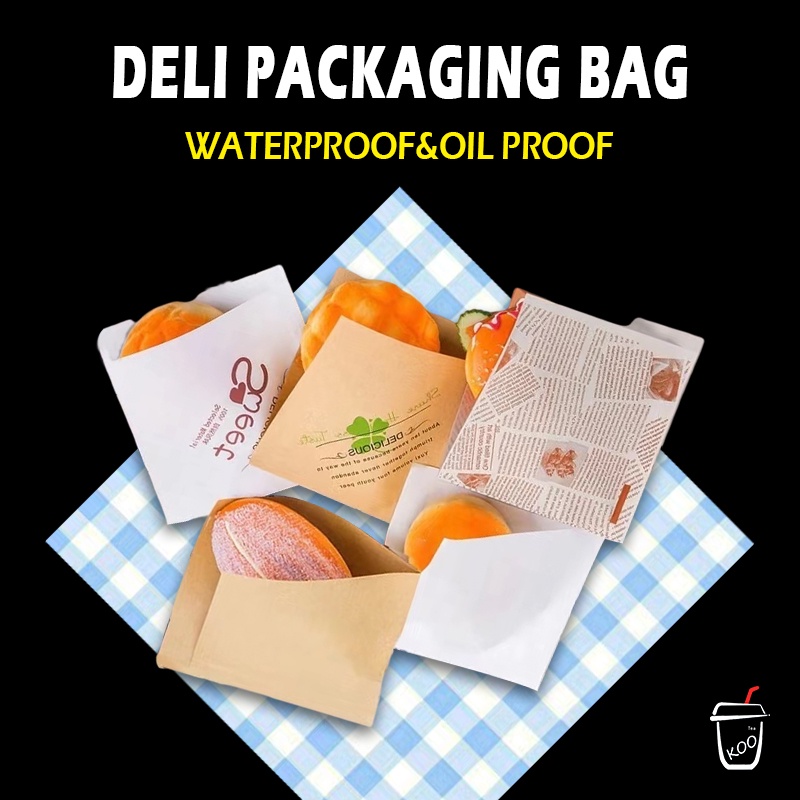 100PCS Kraft Paper Sandwich Bag Disposable Snack Pancake Triangle ...