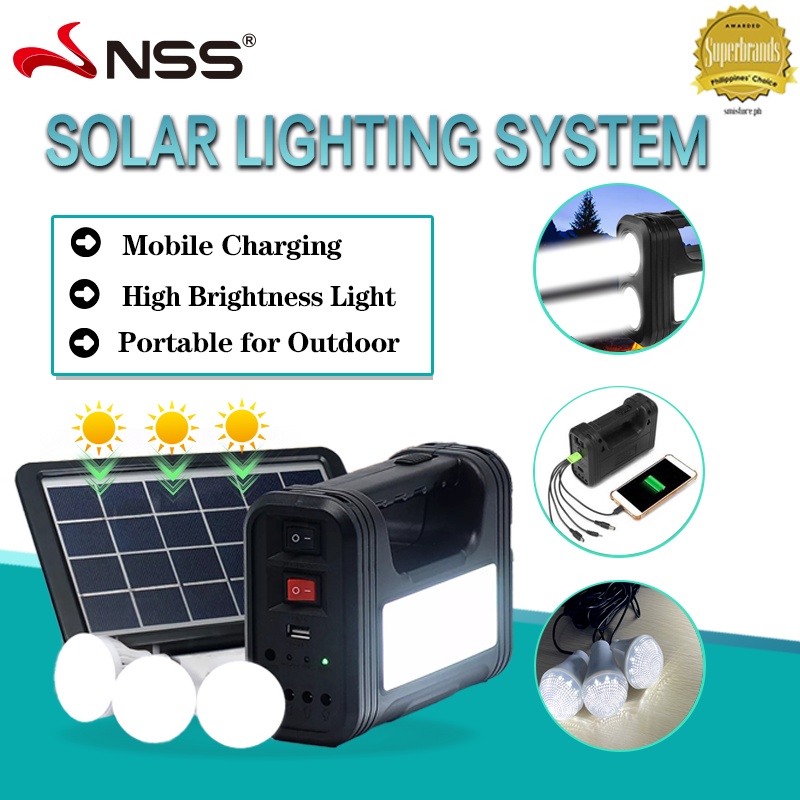 NSS Solar Light Solar Lighting System Kit Portable Emergency Light ...
