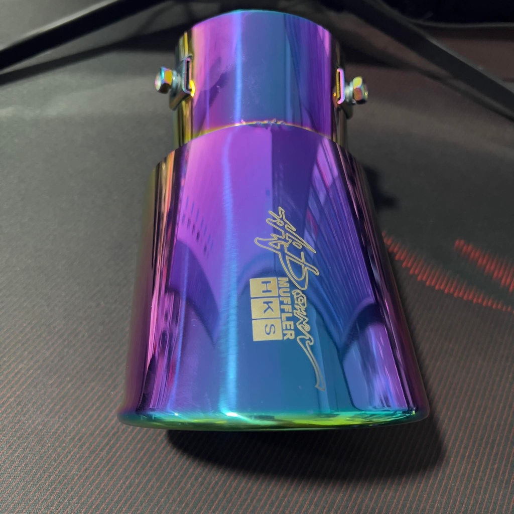 TITANIUM HKS 3" MUFFLER TIP Curved Universal for SUV VAN Pick-UP 3.0 ...